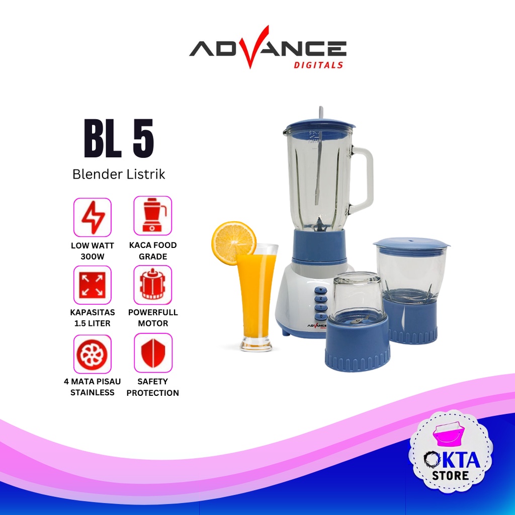 Jual Advance Blender Jus Tabung Kaca 3 in 1 BL-5 1,5 Liter | Shopee ...
