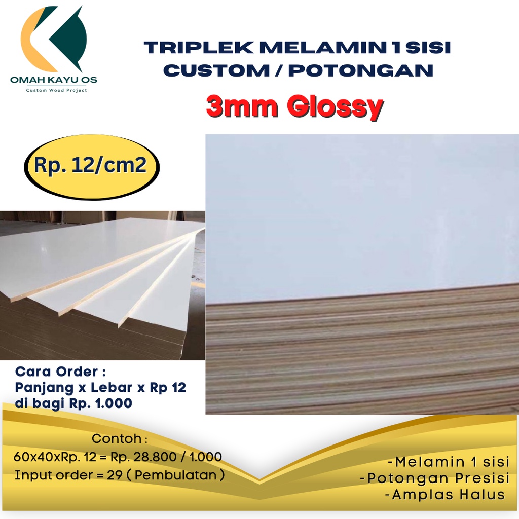 Jual Triplek /Multiplek Melamin / putih 3mm Custom / Potongan | Shopee ...