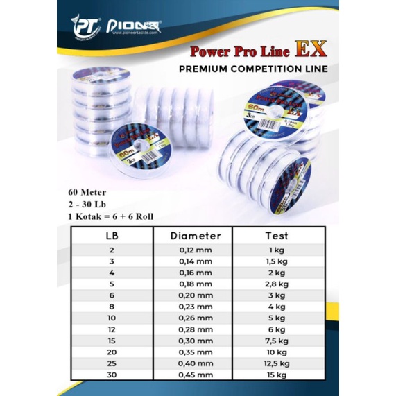 Jual senar pioneer power pro line EX 2,3,4,5,6lb | Shopee Indonesia
