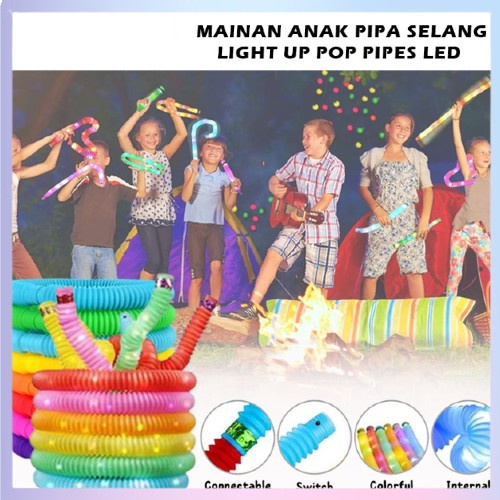 Jual Mainan Anak Pop Pipes Tubes LED Fidget Toys Light Up Stick Pipa ...