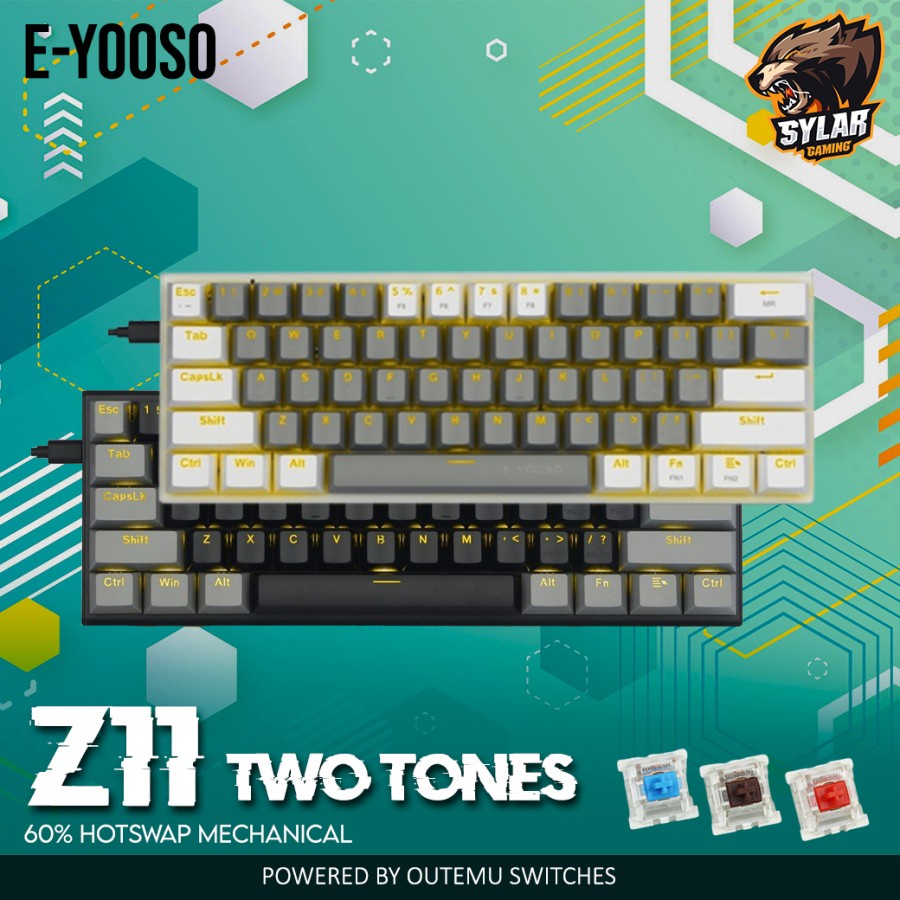 Jual E-YOOSO Z11 Two Tones 60% Mini Hotswap Mechanical Gaming Keyboard ...
