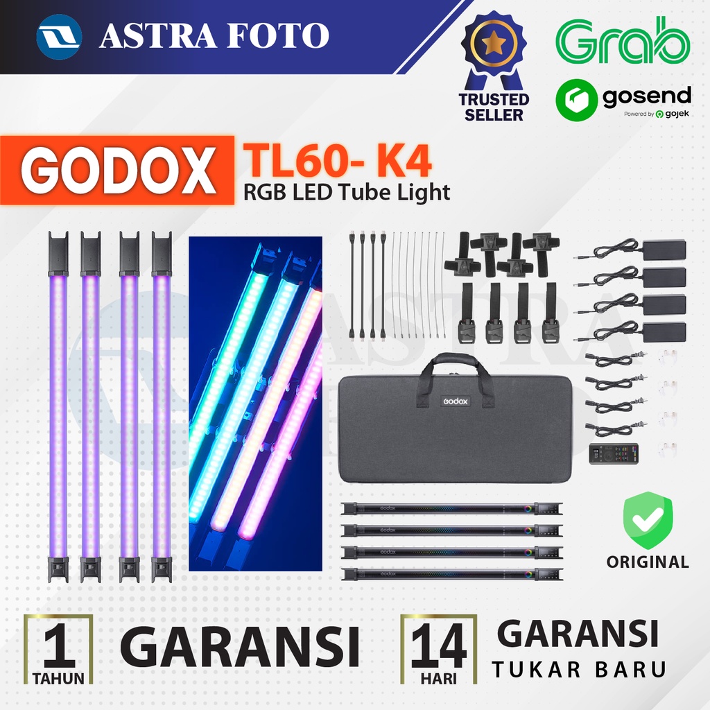 Jual GODOX TL60 Kit Four Light Kit - Tube Light RGB Kit 4 Lampu Full Color | Shopee Indonesia