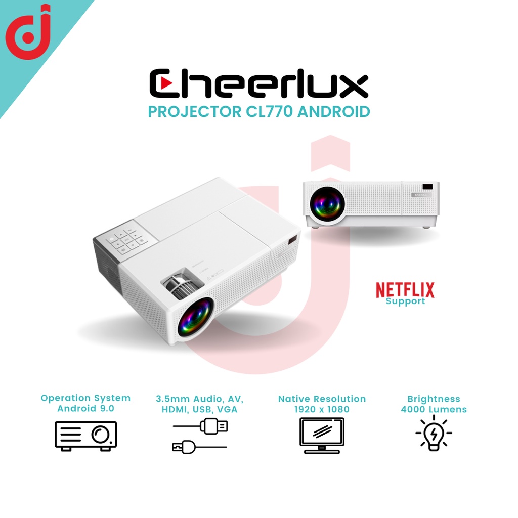 Jual CHEERLUX CL770 Android Basic TV TUNER Projector 1080P Full HD 4000 ...