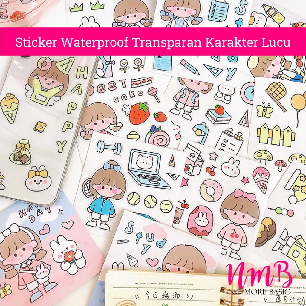 Jual Sticker Waterproof Transparan Karakter Lucu Harga 1 Lembar ...