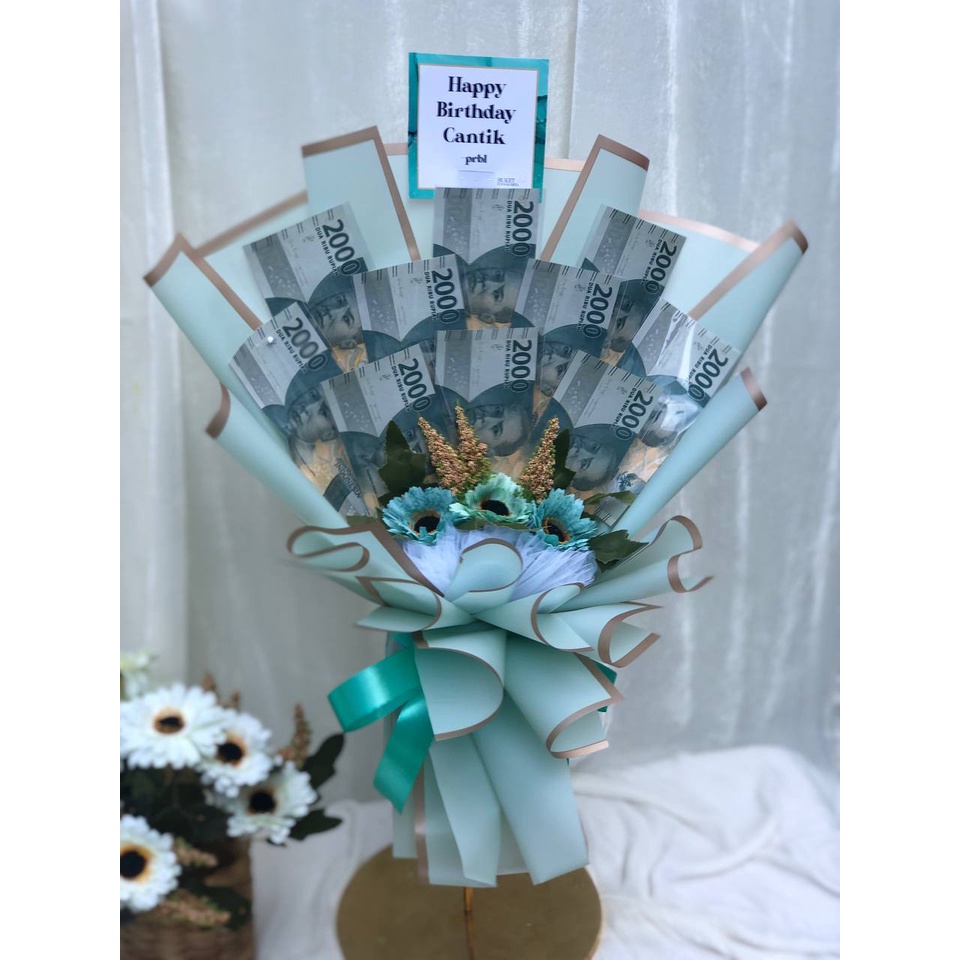 Jual Buket uang / Buket uang asli 2000 10 lembar free request kartu ...
