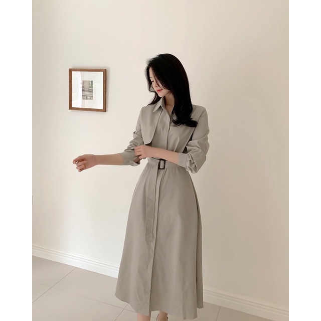 Jual Suede Dress Korean Simple Basic Polos Sopan Rapi Kerja Kerah ...