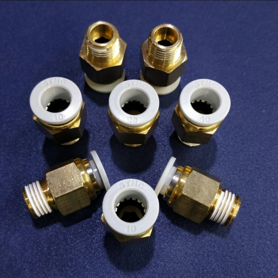 Jual PC 8 x 1/4" Fitting Tube Pu Nepel Conector Angin STNC / Fitting ...