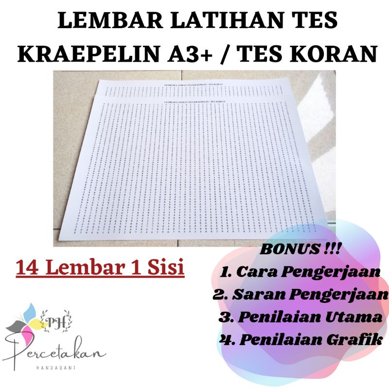 Jual TES KRAEPELIN A3+ / TES KORAN / TES PSIKOTES ( Paket F ) | Shopee ...