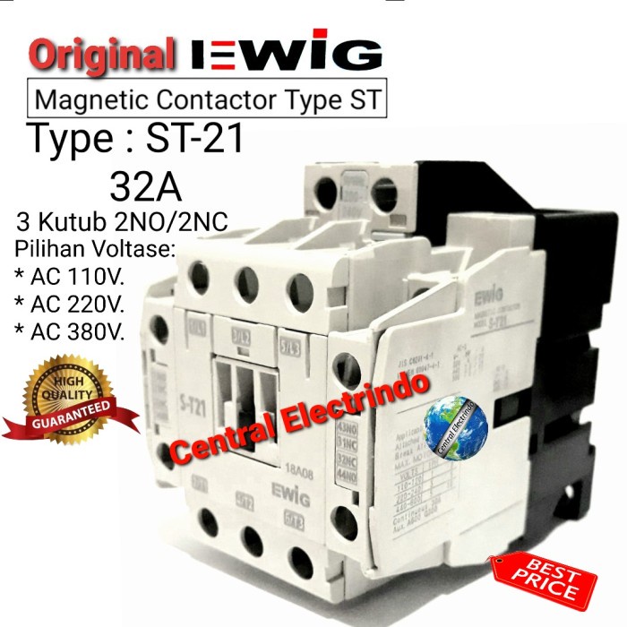 Jual Komponen Listrik Magnetic Contactor Ewig St-21 220Vac. | Shopee ...