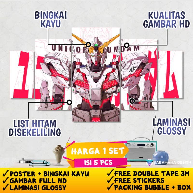 Jual [ GUNDAM ] POSTER + BINGKAI KAYU GUNDAM 1 SET PAJANGAN DINDING ...