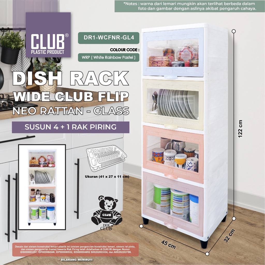 Jual TEMPAT PENYIMPANAN MAKANAN - RAK PIRING KACA CLUB FLIP DR1 WCFNR ...