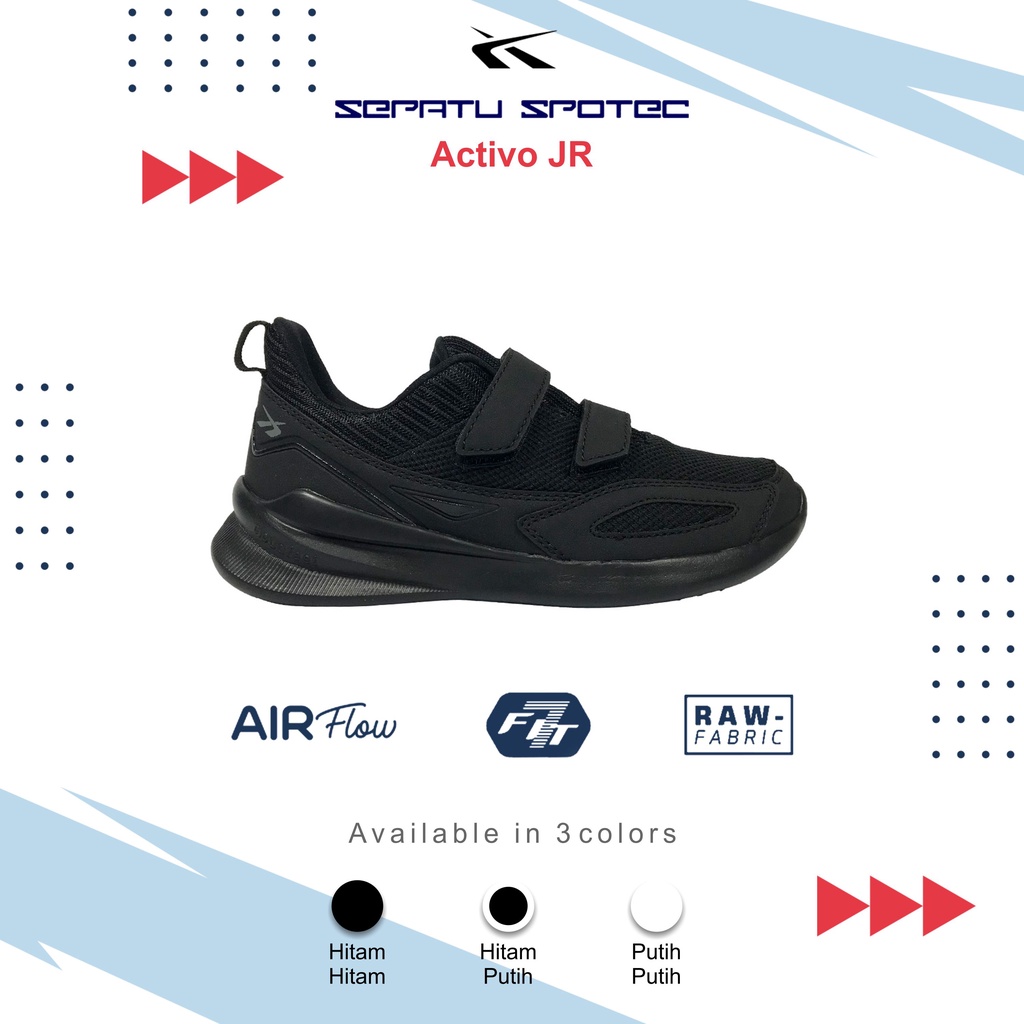 Jual SPOTEC Sepatu Anak ACTIVO JR Hitam - Hitam | Shopee Indonesia