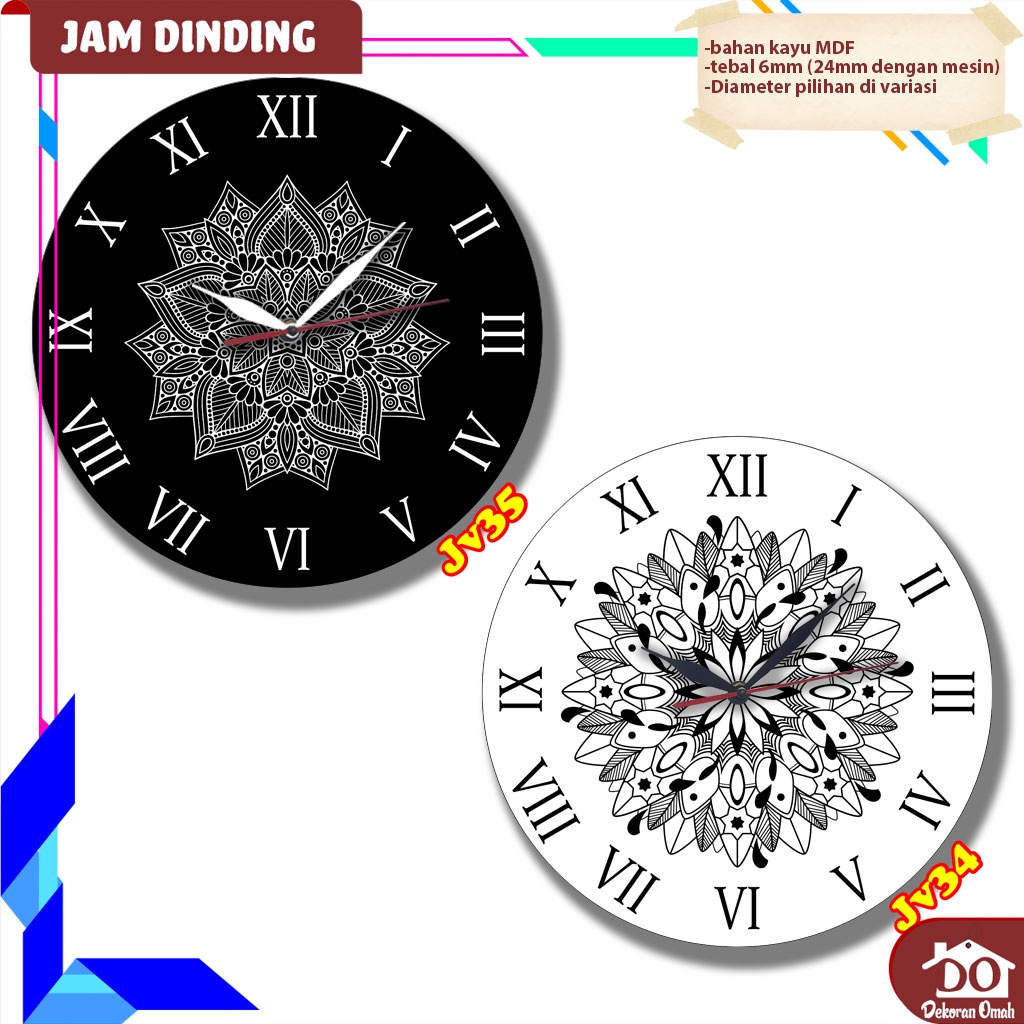 Jual Jam Dinding Rumah Vintage Retro JV Etnic Gold color unik hitam 02 ...