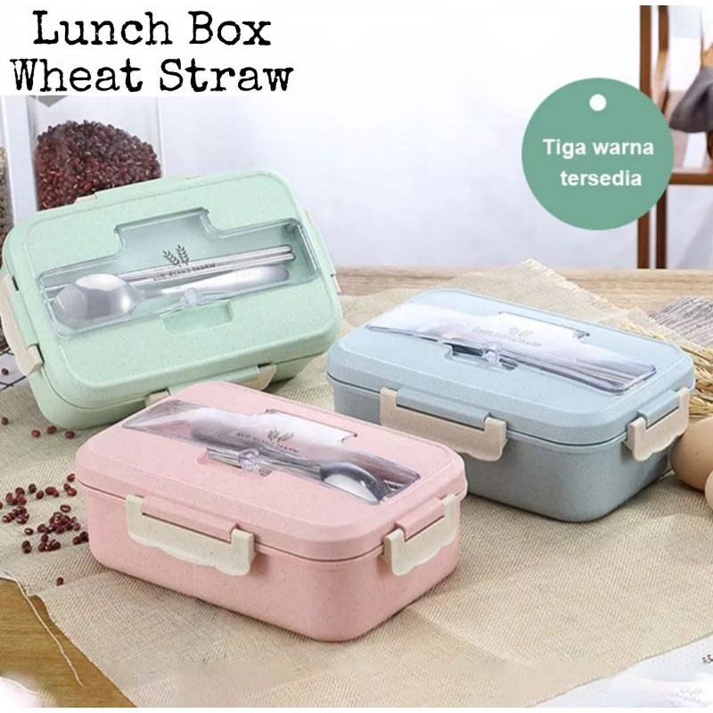 Jual Lunch Box Set / Kotak Makan Wheat Straw Jerami Gandum 1000ml / Kotak Bekal BPA Free ...