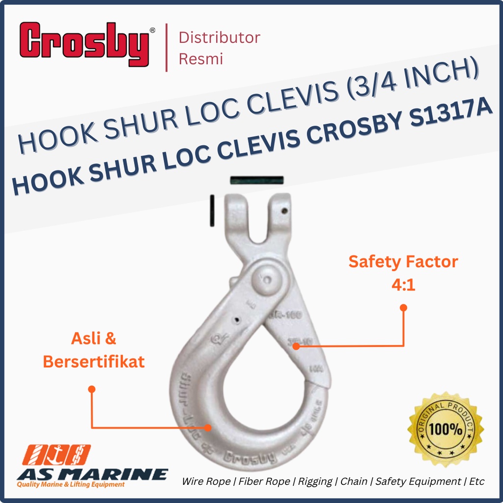 Jual Crosby Hook Shur Loc Clevis S1317A 3/4 Inch | Shopee Indonesia