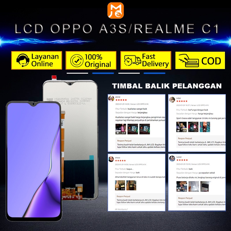 Jual JMI LCD + Touchscreen Oppo A3S CPH1803 CPH1853 Asli Fullset - Realme C1 Realme 2 | Shopee ...
