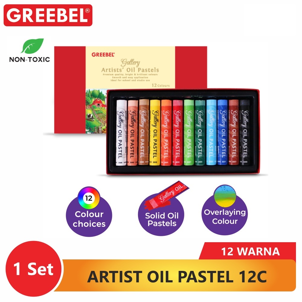 Jual Crayon Greebel Gallery Artist Oil Pastel 12W | Shopee Indonesia