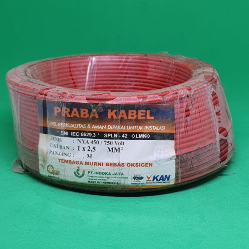 Jual Kabel Listrik NYA 1X2,5 Tembaga Praba 50 Meter SNI LMK | Shopee ...