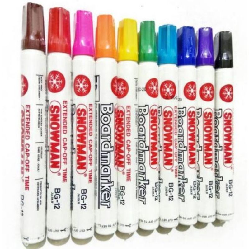 Jual Snowman Original Whiteboard Marker 10 Colours Set Item No. BG-12 ...