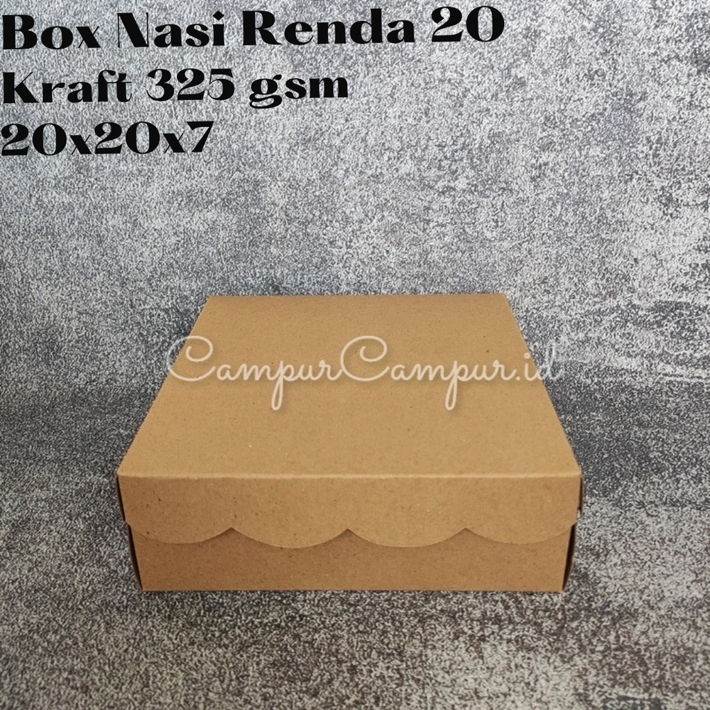 Jual Dus Box Kotak Nasi R10k Kraft Coklat Renda 20x20x7 Box Kue Bolu ...