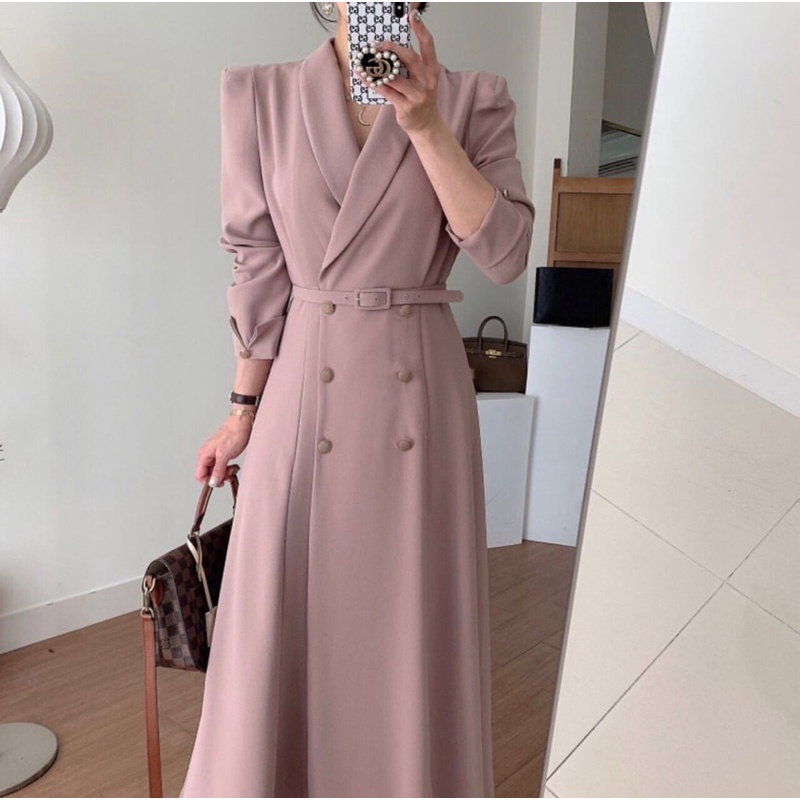 Jual Lawrence Dress Korean Simple Basic Kerja Kerah Kantor Sopan Rapi ...