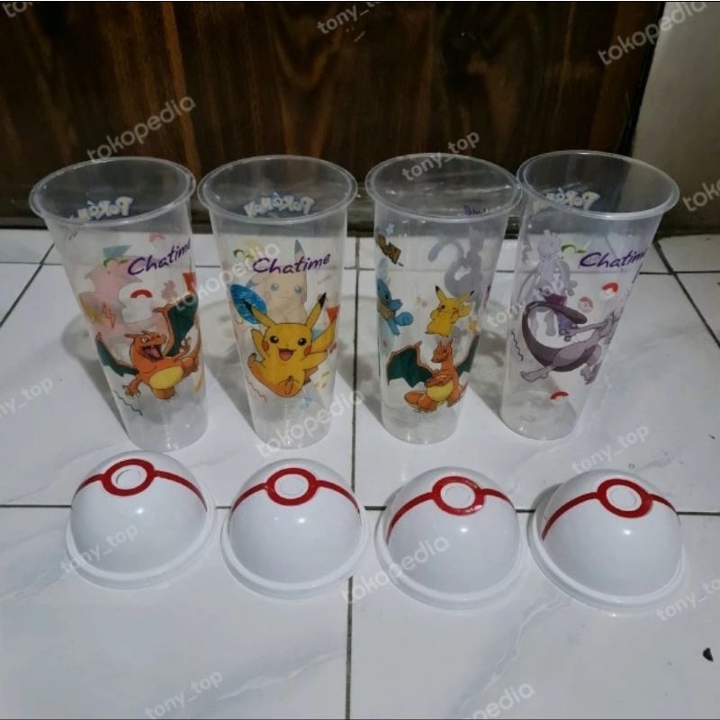 Jual Botol Gelas Air Cup Pokemon Chatime Cha Time Pikachu Mewtwo ...