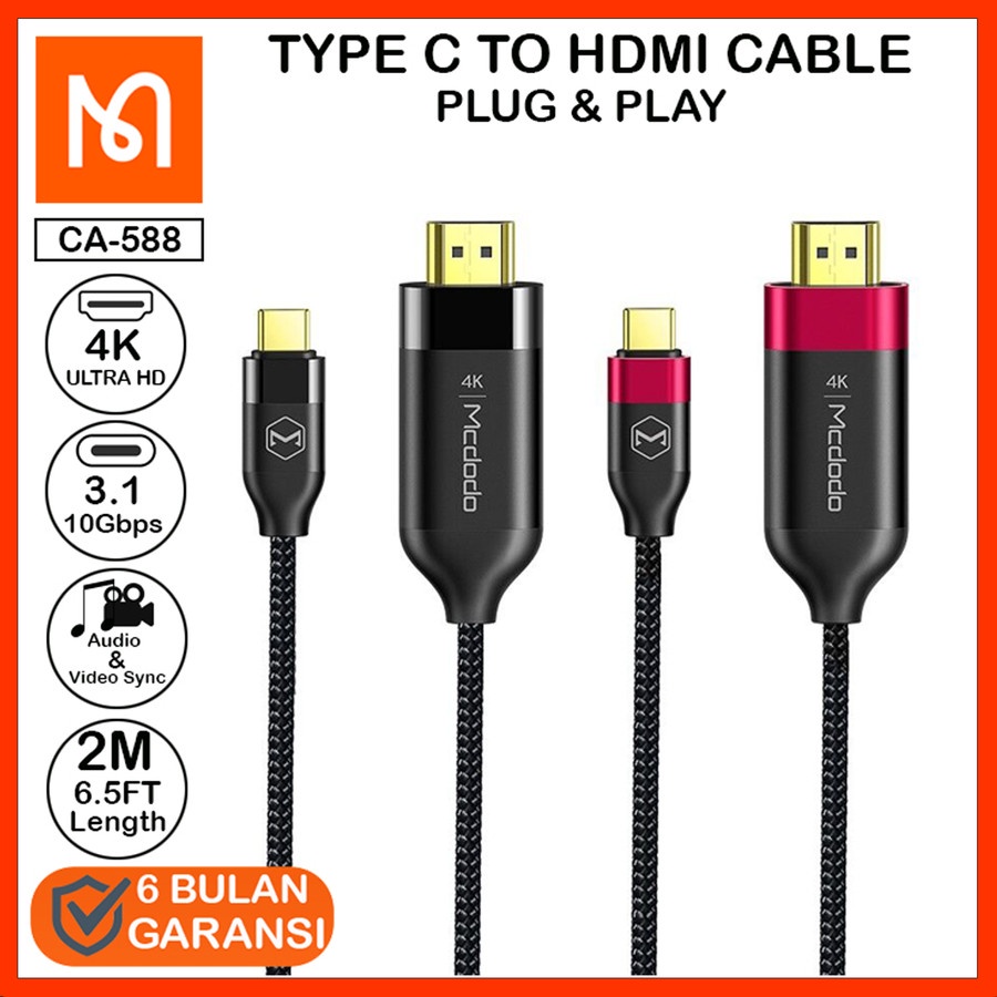 Jual MCDODO CA-588 Kabel Konektor Type-C To HDMI Cable Connector Plug ...
