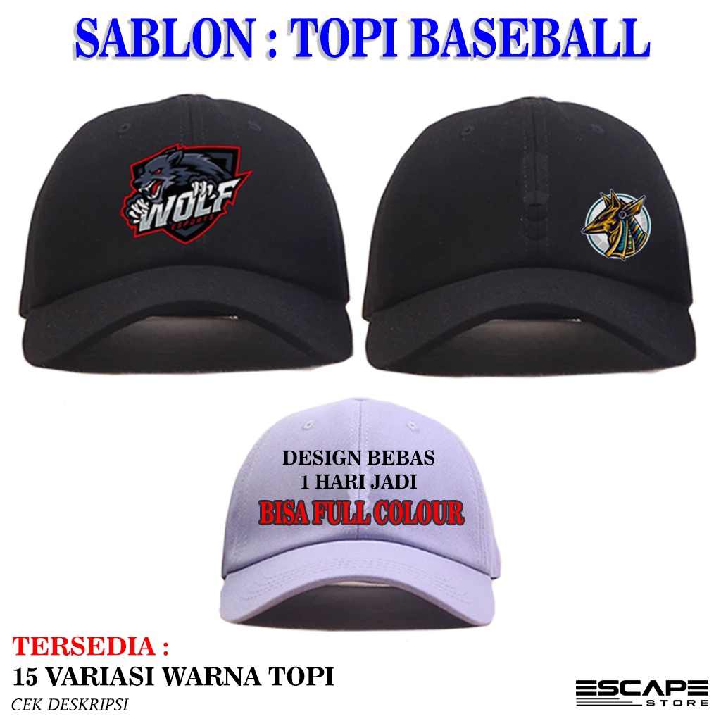 Jual Topi Baseball Caps Topi Custom Sablon DTF Poliflex Pria dan Wanita ...