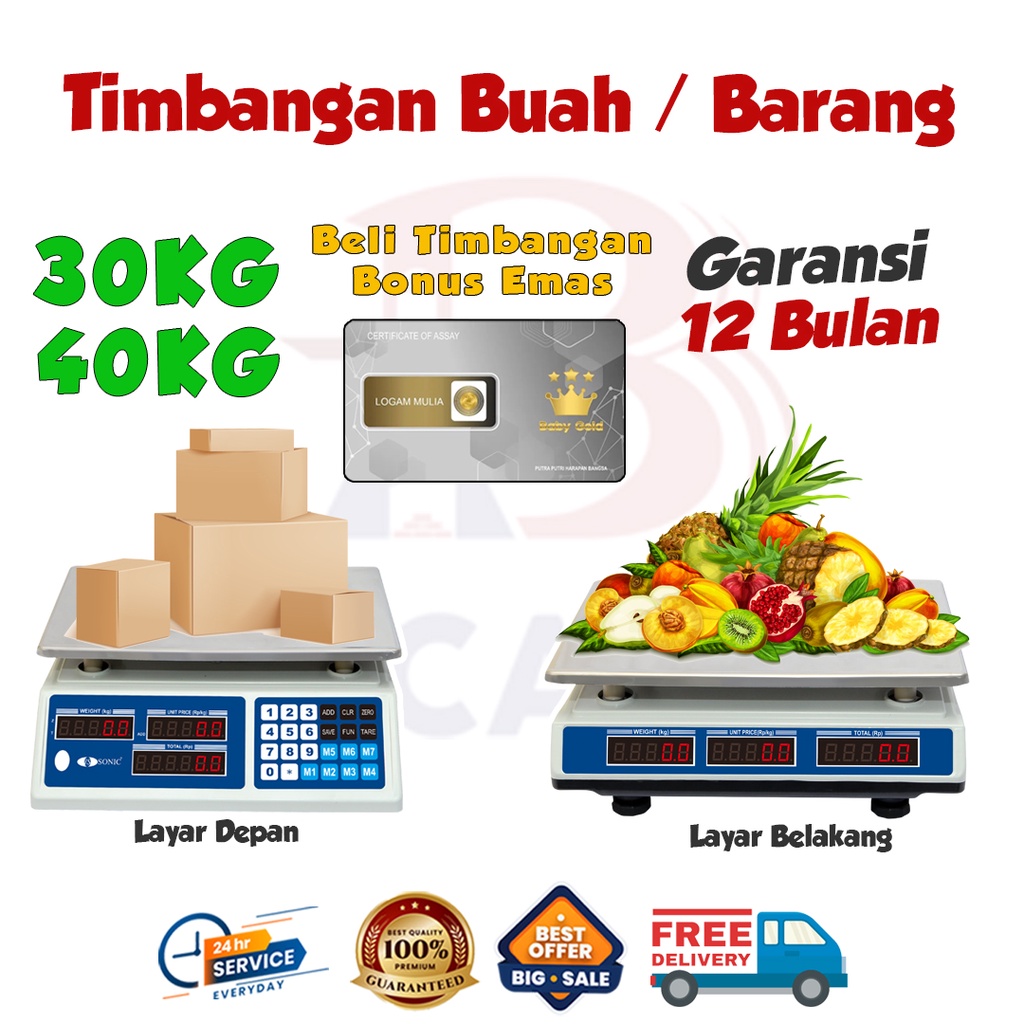 Jual Timbangan Digital 40kg / Timbangan Buah Digital /Timbangan Sembako ...