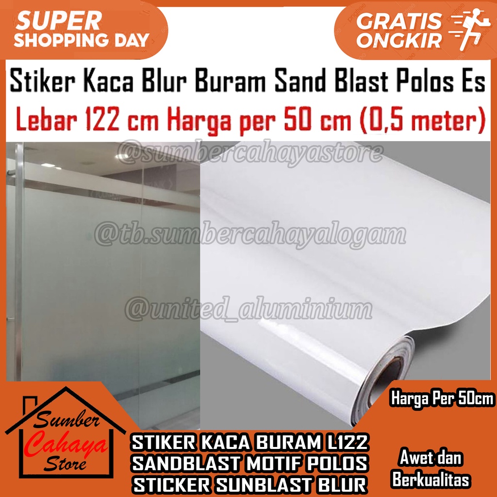 Jual STIKER KACA SANDBLAST BLUR PER 50 CM SAND BLAST BURAM POLOS ES ...