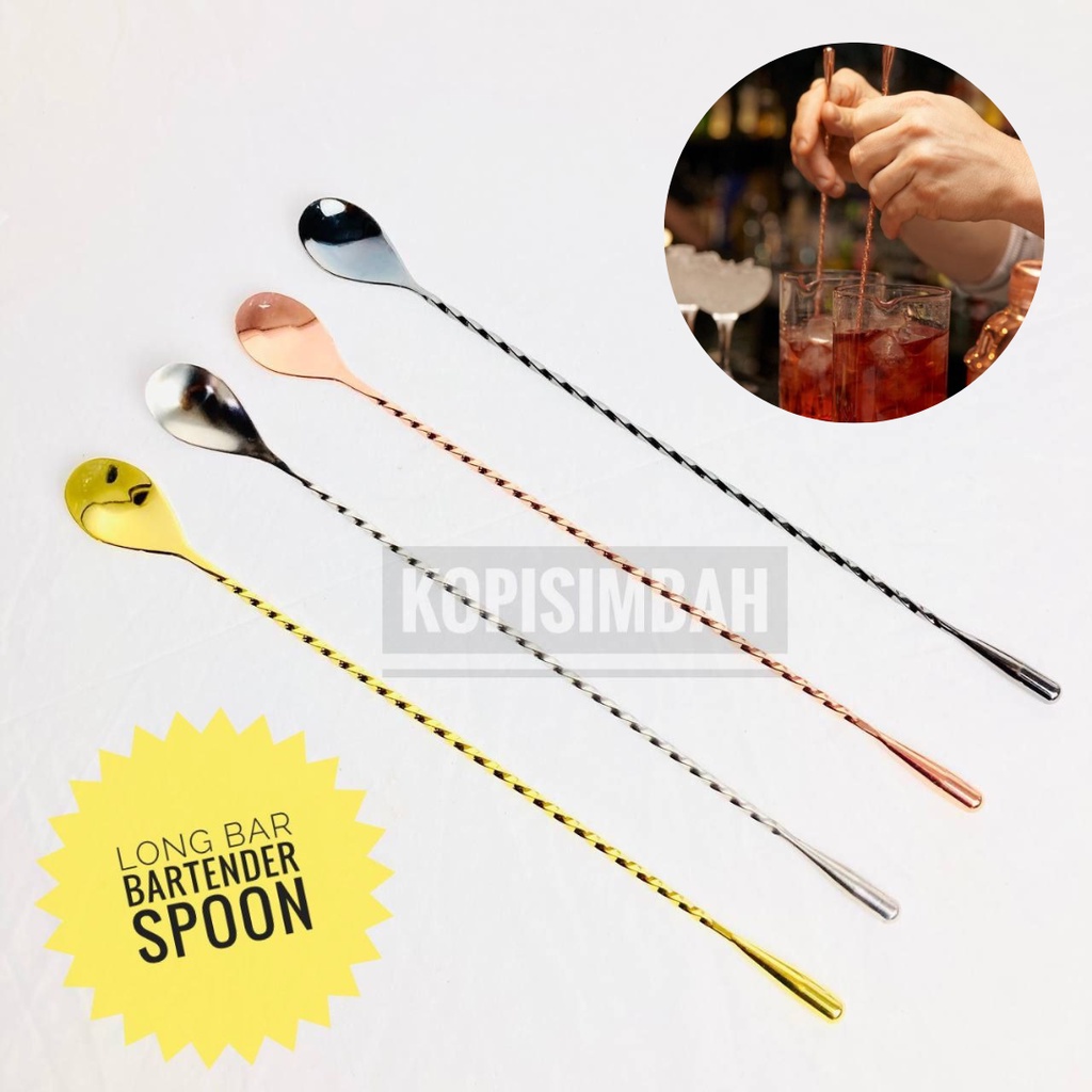 Jual Premium Long Bar Cocktail Spoon Stainless Steel Sendok Panjang ...