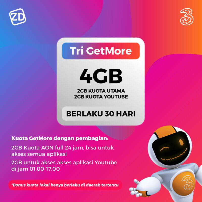 Jual Paket Data Tri AON, Happy, Home, dan Unlimited Nasional | Shopee Indonesia