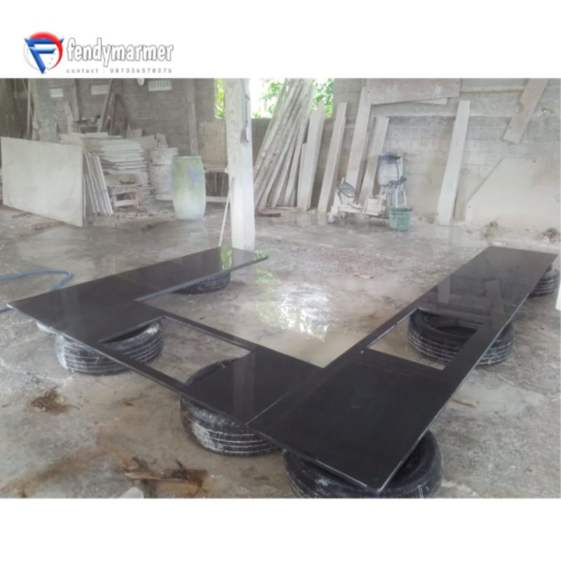 Jual Meja dapur/kitchen set model U batu granit hitam super kilap ...