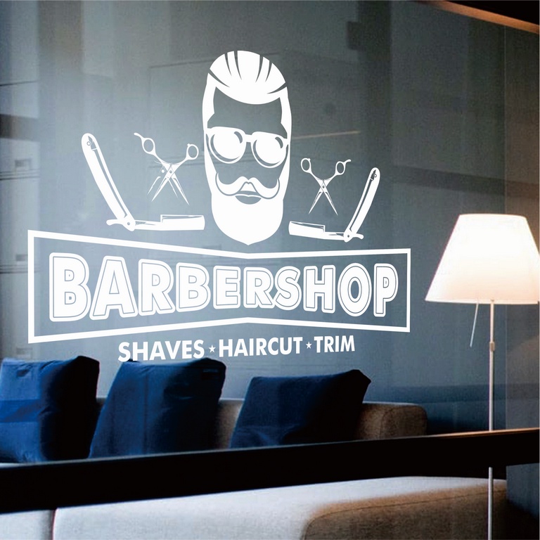 Jual STICKER BARBERSHOP STIKER PANGKAS RAMBUT BISA COSTUM NAMA CUTTING ...