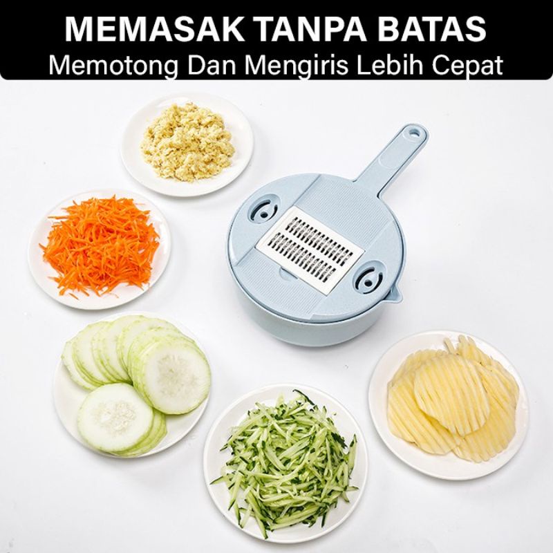 Jual Baskom Parut 9 In 1 Multifunction Cutter Pemotong Parutan Buah ...