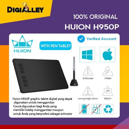 Jual Huion Inspiroy H950P Graphic Drawing Digital Pen Tablet H950P ...