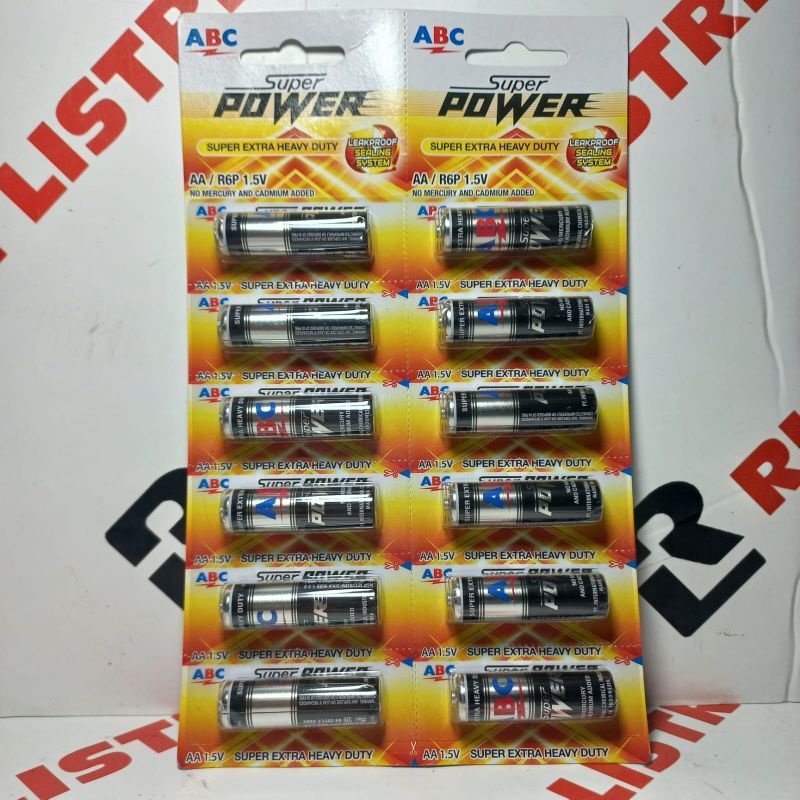 Jual Baterai ABC HITAM Super Power AA/AAA Renteng ( 12 PCS) | Shopee ...