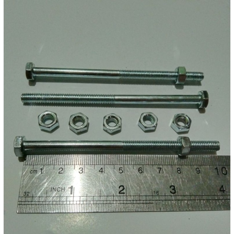 Jual 20 pcs baut + mur putih BMP 6 x 100 mm galvanis kunci 10 | Shopee Indonesia