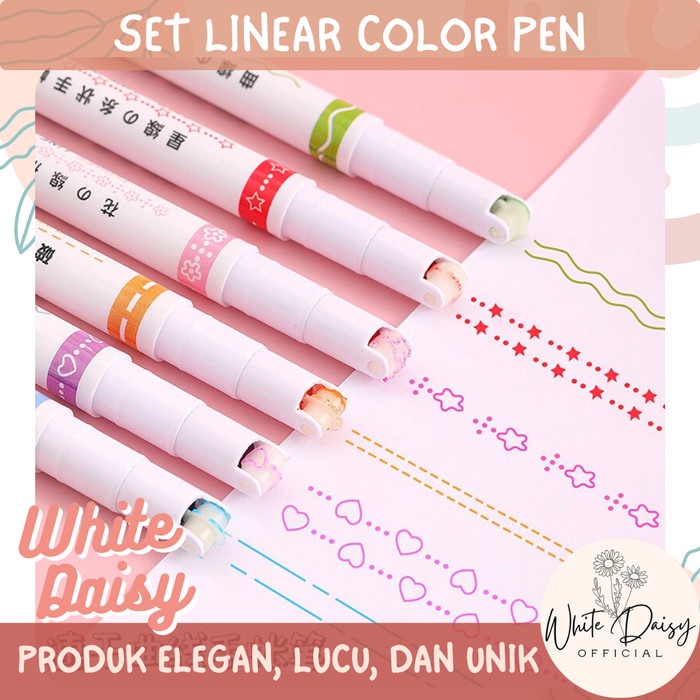 Jual Set linear color pen premium pena bentuk berbagai motif warna ...