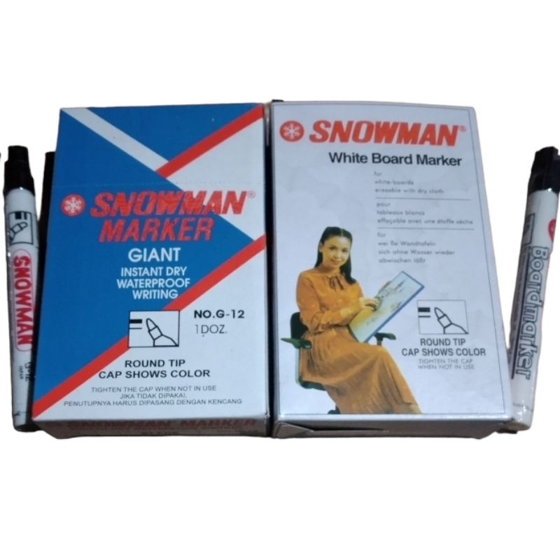 Jual Grosir 12 Pcs Spidol Snowman Permanent-White Boar-Spidol Snowman ...