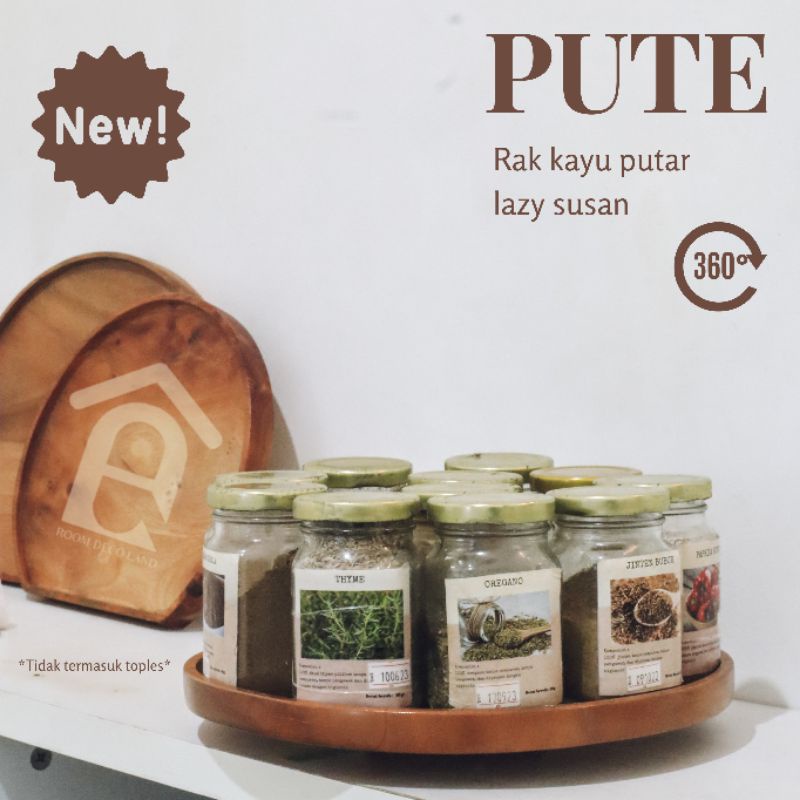 Jual PUTE RAK KAYU PUTAR/ LAZY SUSAN/ RAK BUMBU/ TRAY KAYU/ NAMPAN KAYU ...
