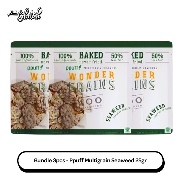 Jual Bundle 3pcs - Ppuff Multigrain Crackers Wonder Grains Seaweed 25gr ...