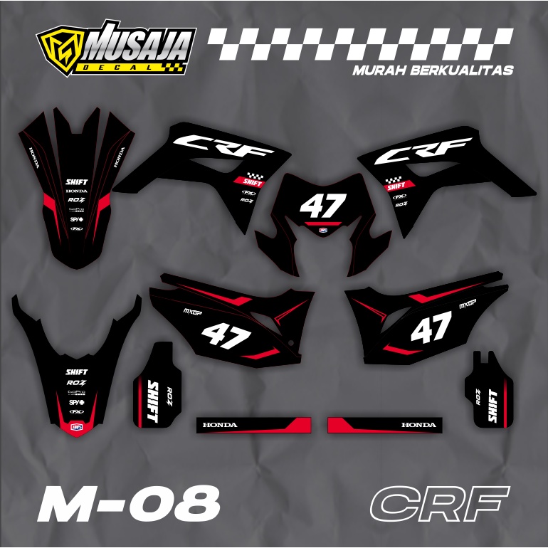 Jual Decal stiker CRF 150L hitam merah simple - Dekal Crf full body ...