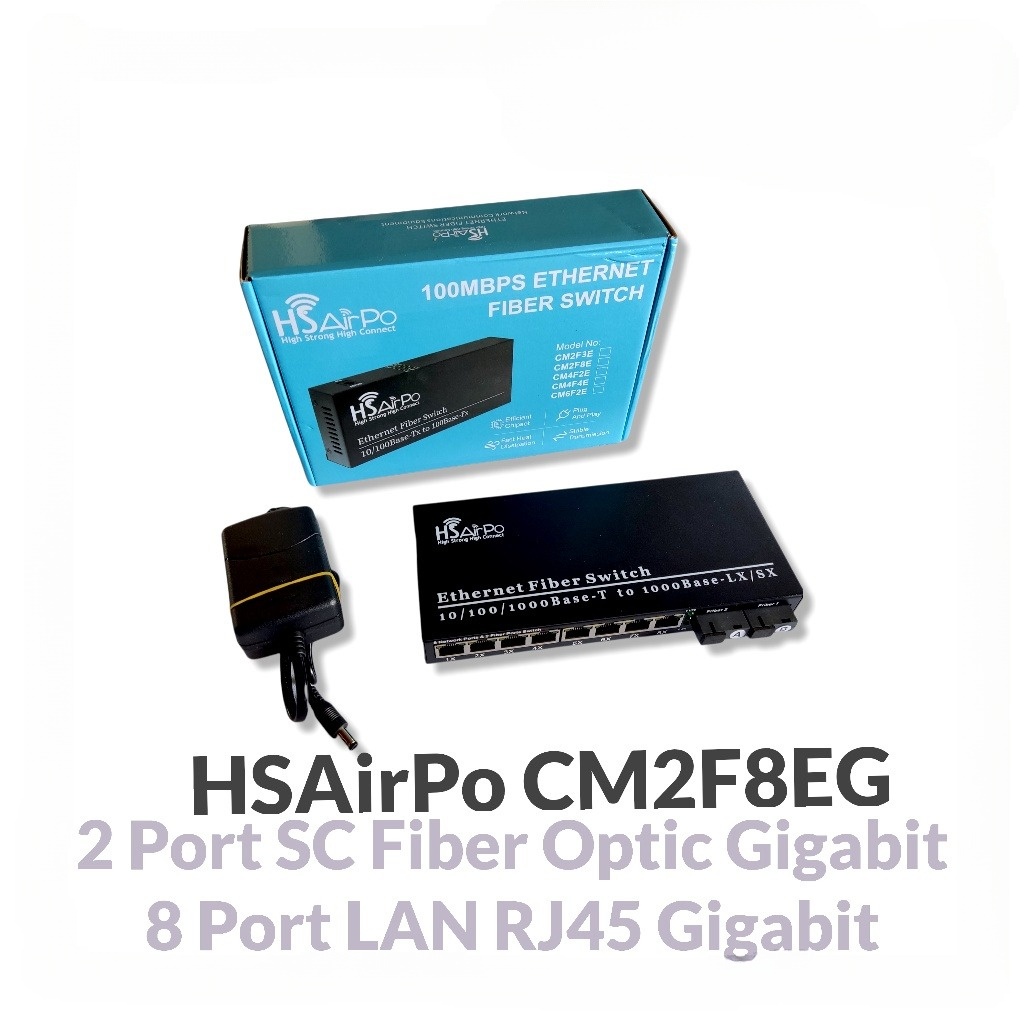 Jual HS Airpo CM2F8EG – 2 FO Gigabit + 8 LAN Gigabit – Fullset | Shopee ...