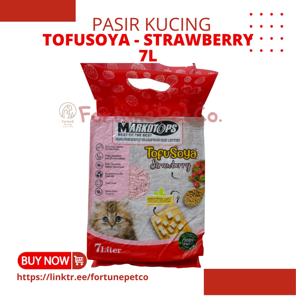 Jual Pasir Kucing Tofu Soya Strawberry - Pasir Gumpal Kucing Markotops ...