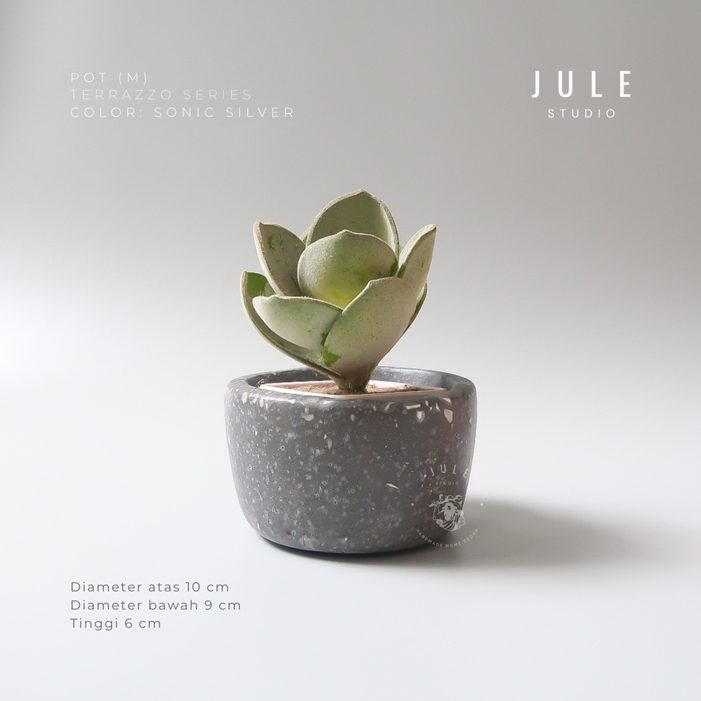 Jual POT (M) SONIC SILVER TERRAZZO // concrete pot / pot semen ...