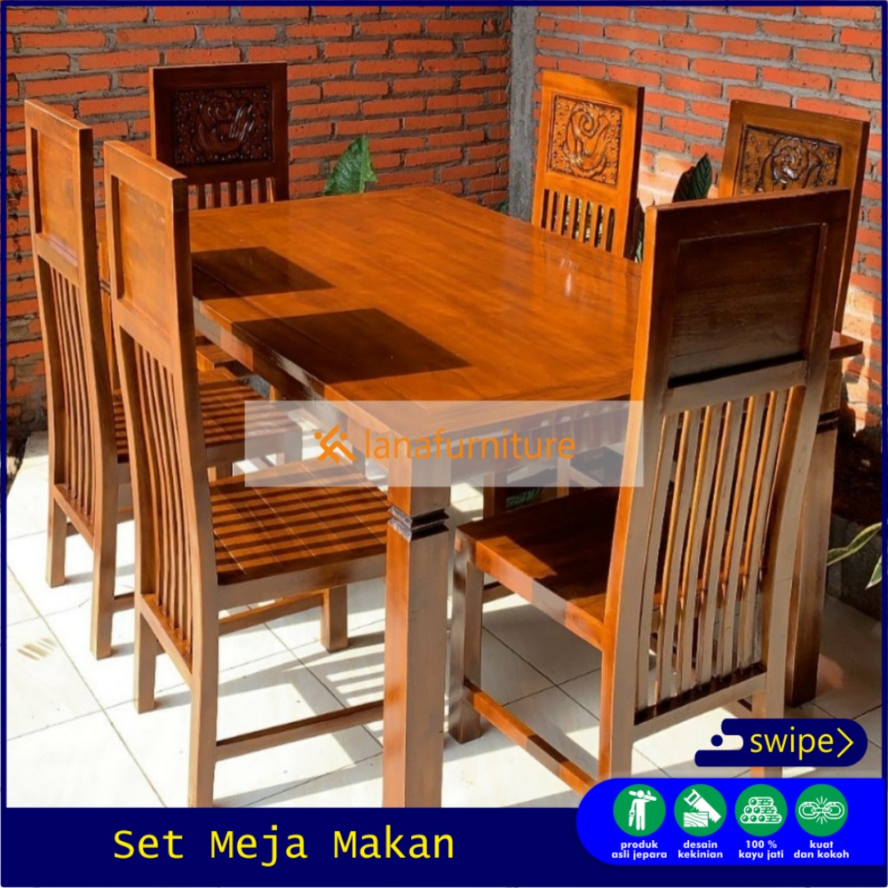 Jual meja makan minimalis 6 kursi murah kayu jati | Shopee Indonesia
