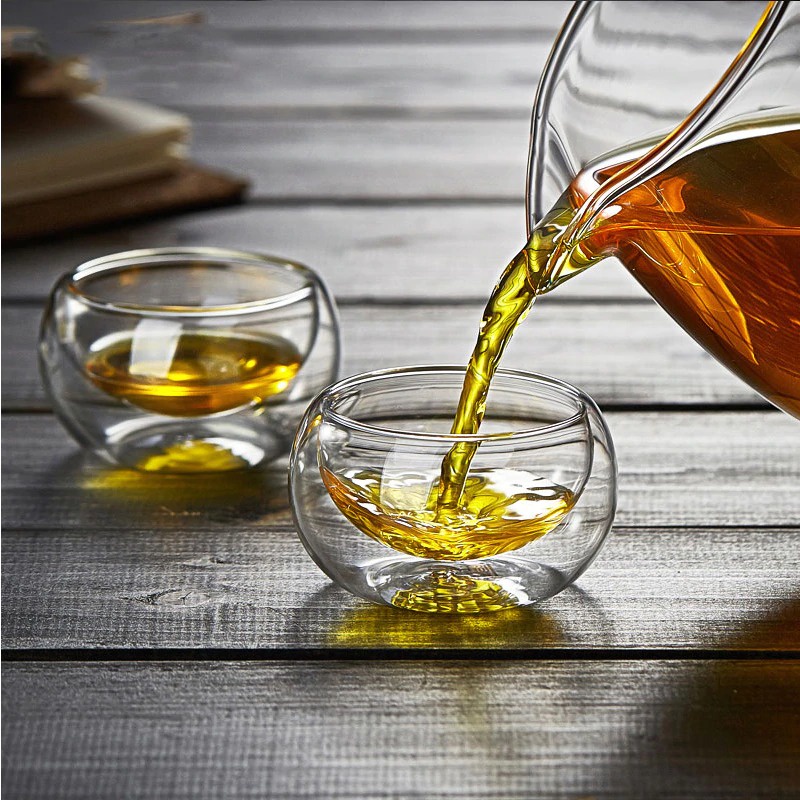 Jual HTH Gelas Cawan Kopi Anti Panas Double-Wall Shot Borosilicate Glass 50ml 6 PCS | Shopee ...