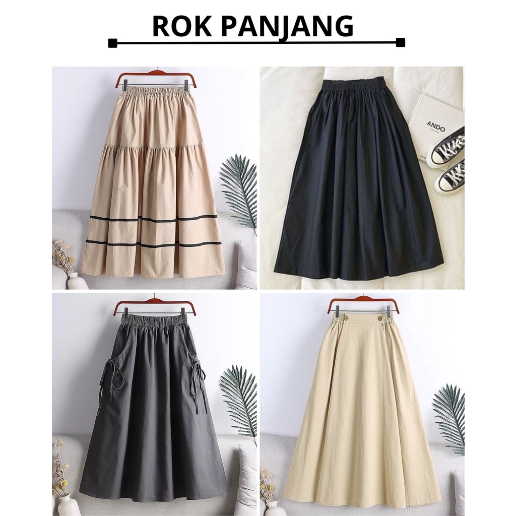 Jual ROK MAYUNG PANJANG POLOS BAHAN KATUN LINEN PREMIUM ROK KOREAN ...