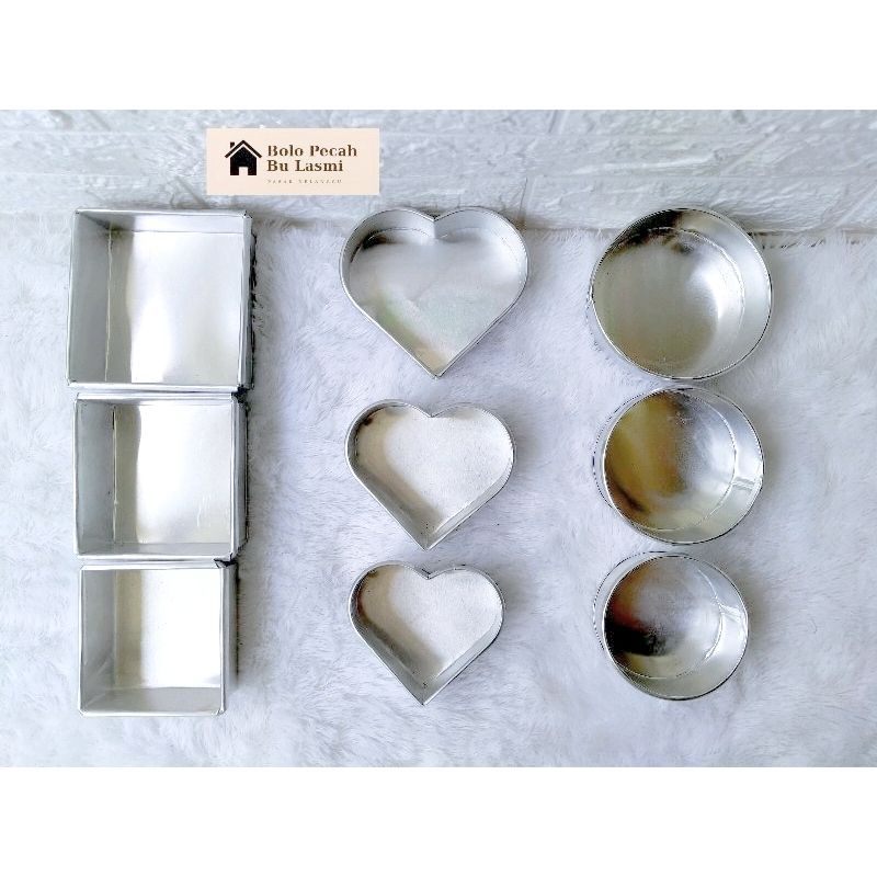 Jual 1 set isi 3 pcs MINI Loyang Cetakan Kue Bentuk (Kotak , Love dan ...